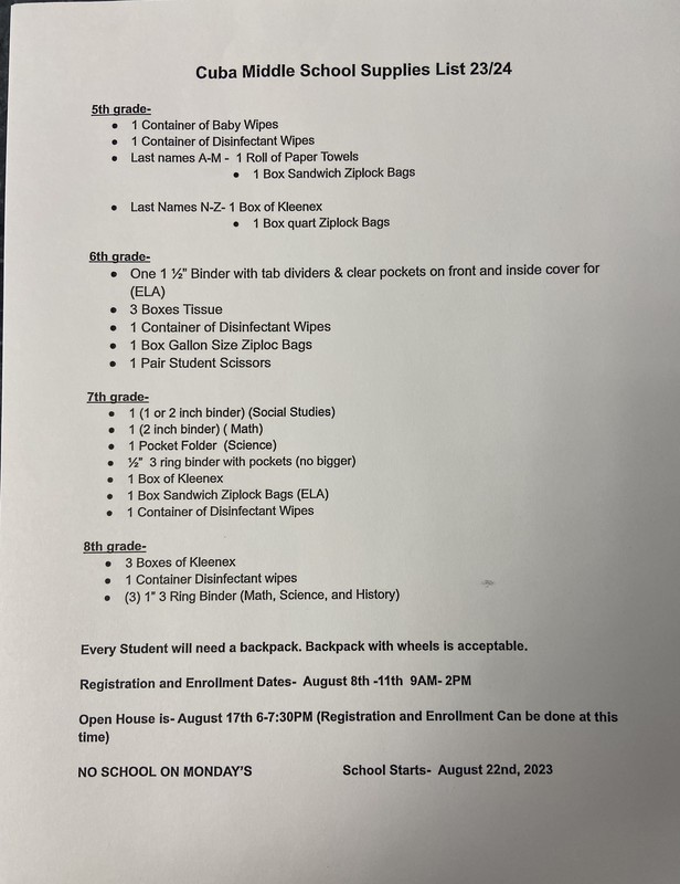23-24 Class Supply Lists | Crawford County R-II Schools